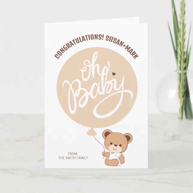 Baby Bear Baby Shower Congratulations Card | Zazzle
