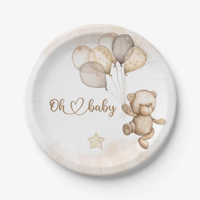 Baby Bear Baby Shower Paper Plates | Zazzle