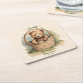 Baby Bear Cub Gender Neutral Baby Shower Square Paper Coaster | Zazzle
