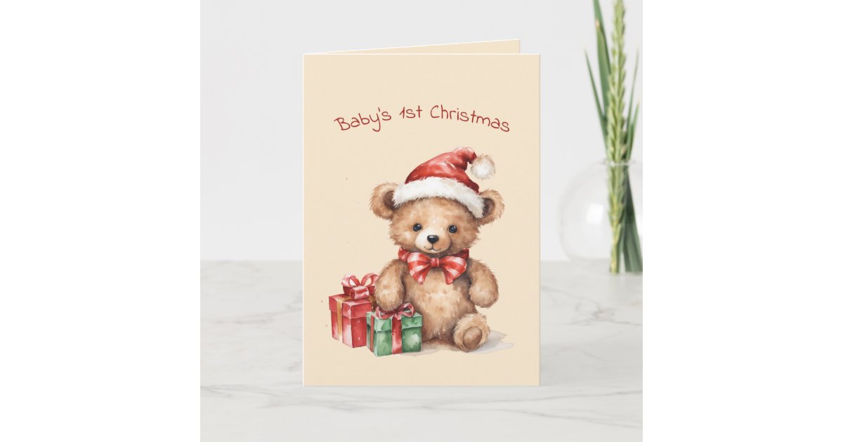 Baby Bear First Christmas Greeting Holiday Card | Zazzle