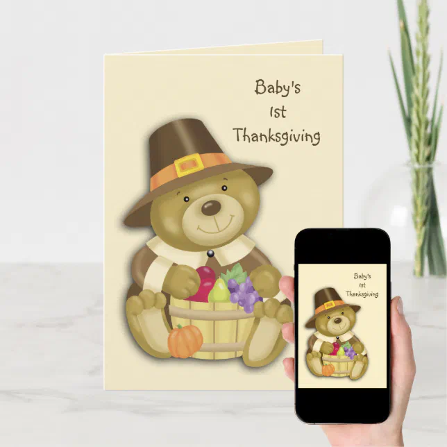 Baby Bear First Thanksgiving Greeting Card | Zazzle