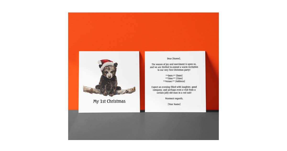 Baby Bear's First Christmas, custom Invitation | Zazzle