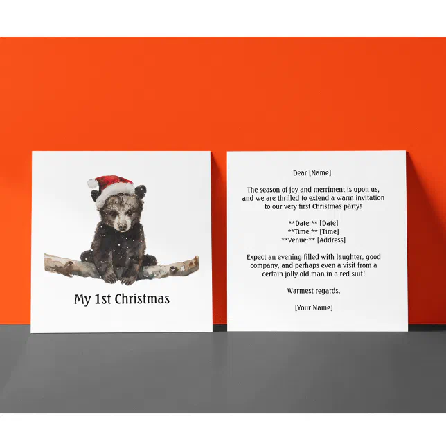 Baby Bear's First Christmas, custom Invitation | Zazzle