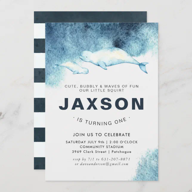 Baby Beluga | Birthday Party Invitation | Zazzle