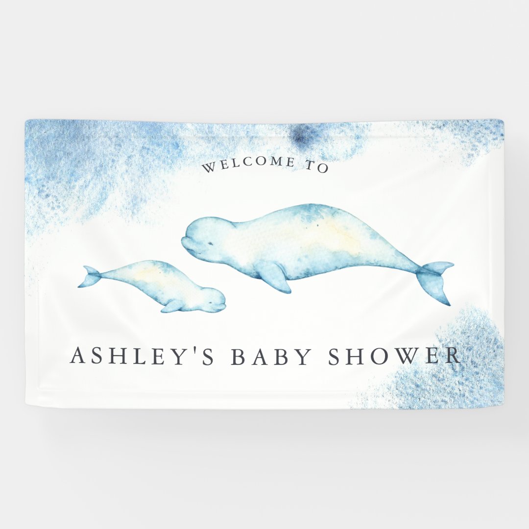 Baby Beluga | Ocean Baby Shower Welcome Banner | Zazzle