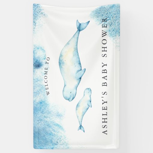 Baby Beluga | Ocean Baby Shower Welcome Banner | Zazzle
