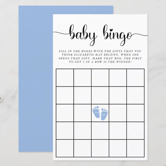 Baby Bingo Blue Baby Boy Shower Game | Zazzle