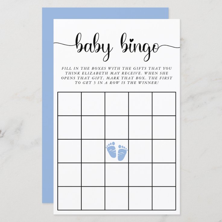 Baby Bingo Blue Baby Boy Shower Game | Zazzle