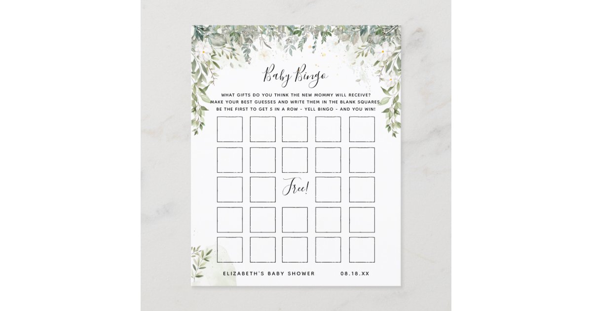 Baby Bingo | Floral Baby Shower Game | Zazzle