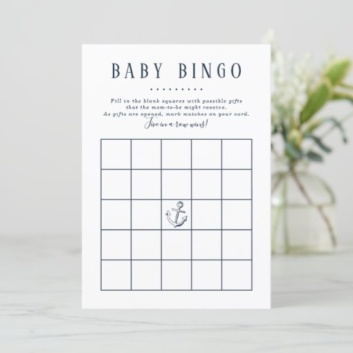 Baby Bingo | Nautical Whale Baby Boy Shower Game Invitation | Zazzle