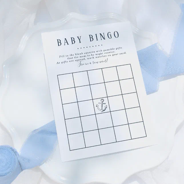 Baby Bingo | Nautical Whale Baby Boy Shower Game Invitation | Zazzle