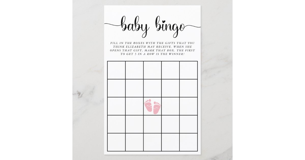 Baby Bingo Pink Baby Girl Shower Game | Zazzle