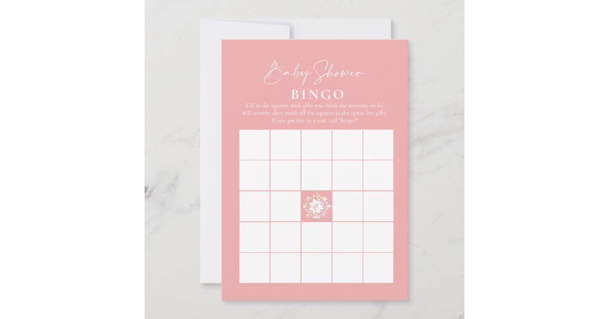 Baby Bingo Pink Winter Baby Shower Games Invitation | Zazzle