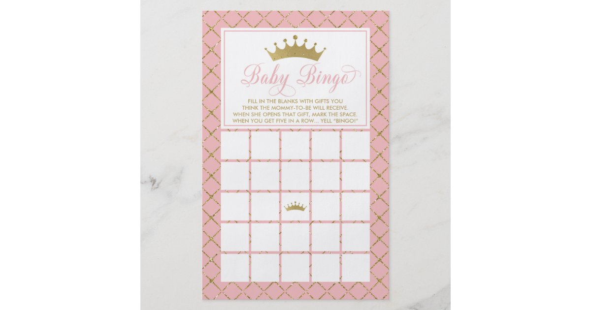 Baby Bingo, Princess Baby Shower Game Flyer | Zazzle