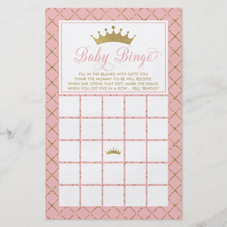 Baby Bingo, Princess Baby Shower Game Flyer | Zazzle