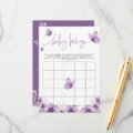 Baby Bingo Purple butterfly Baby Shower Game Card | Zazzle