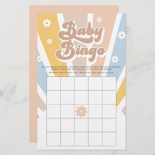 Baby Bingo Retro Sunshine Groovy Baby Shower Game | Zazzle Baby Bingo Retro Sunshine Groovy Baby Shower Game | Zazzle