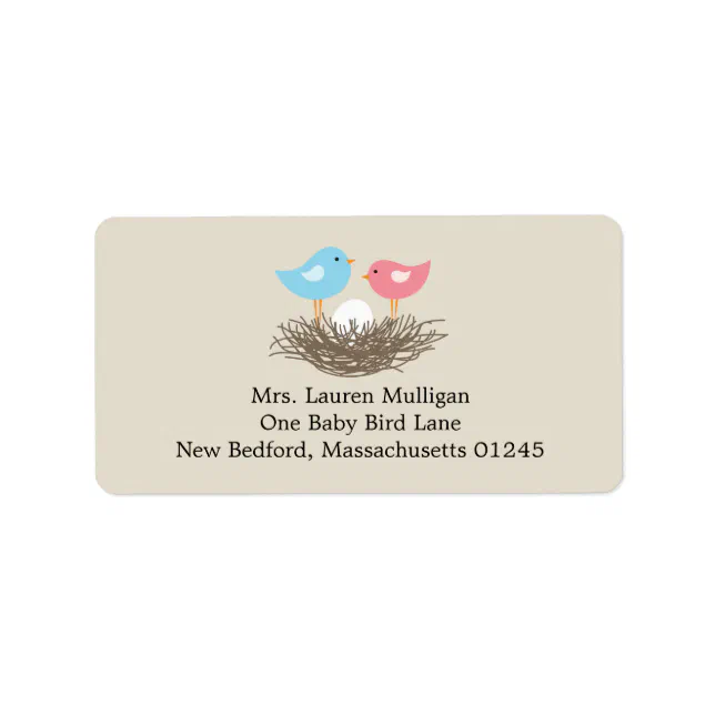 Baby Bird's Nest Baby Shower Label | Zazzle