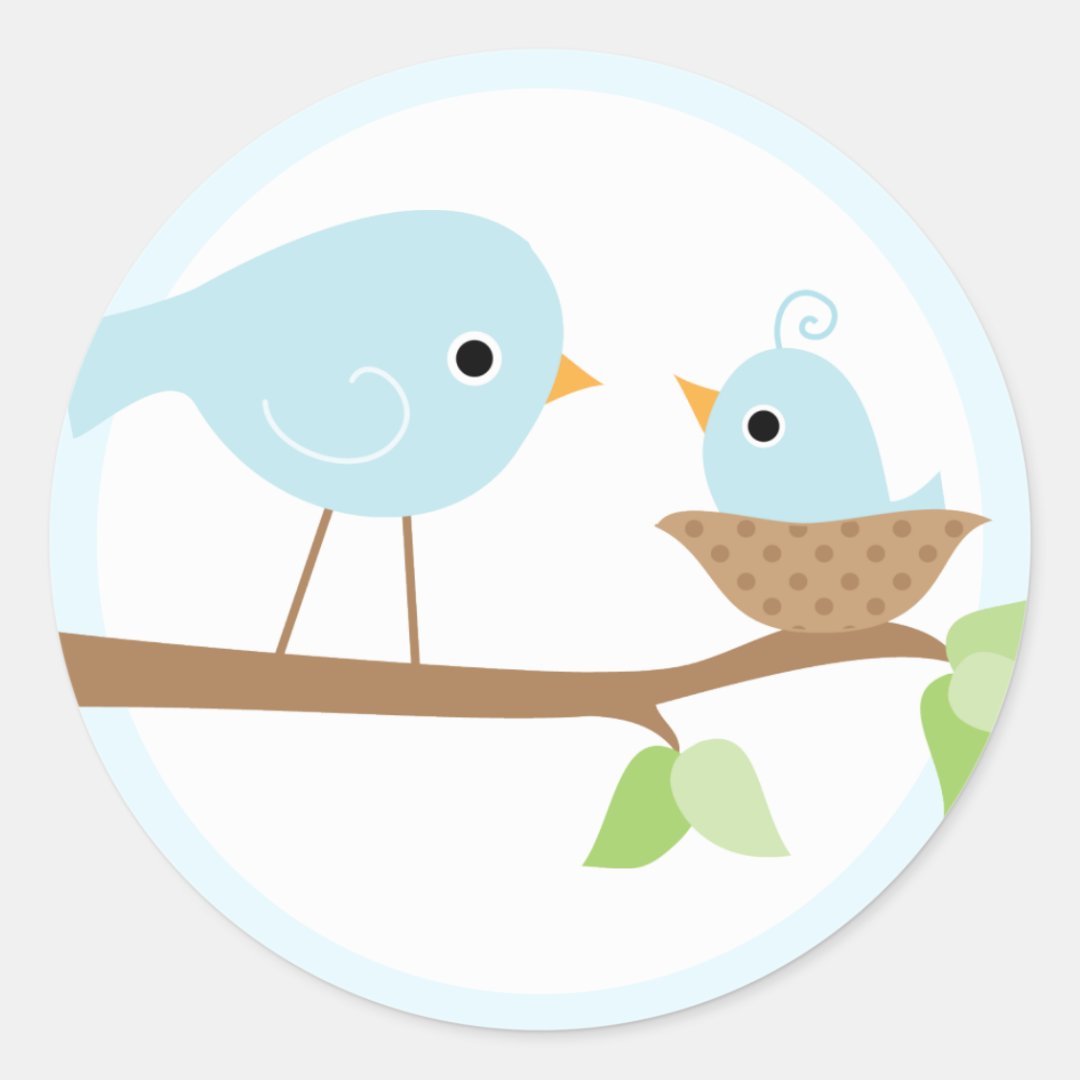 Baby Bird's Nest (blue) Classic Round Sticker | Zazzle