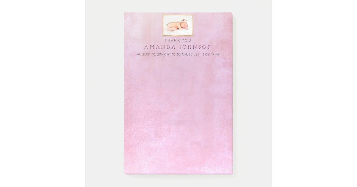 Baby Birth Annoucement Thank You Gift Favor Post-it Notes | Zazzle