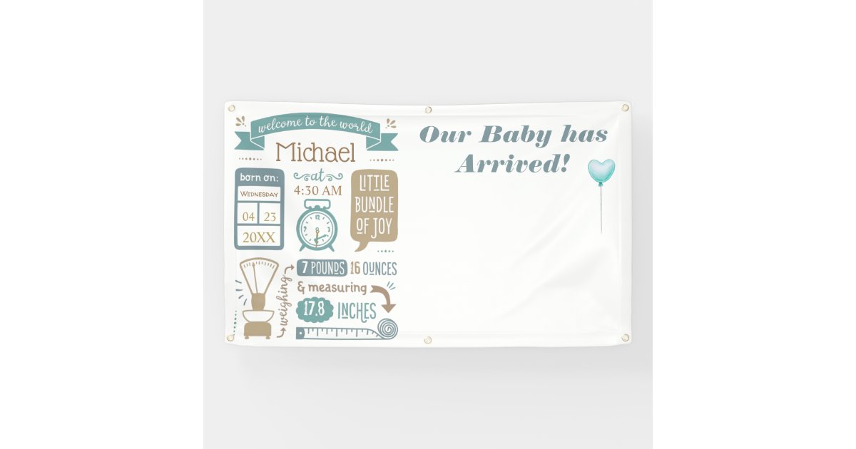 Baby Birth Announcement Customized Banner | Zazzle