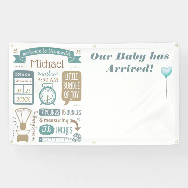 Baby Birth Announcement Customized Banner | Zazzle