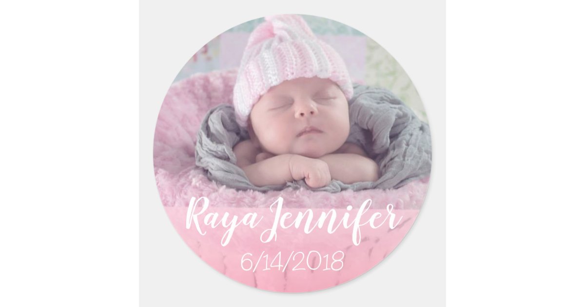 Baby Birth Announcement Personalized Photo Sticker | Zazzle