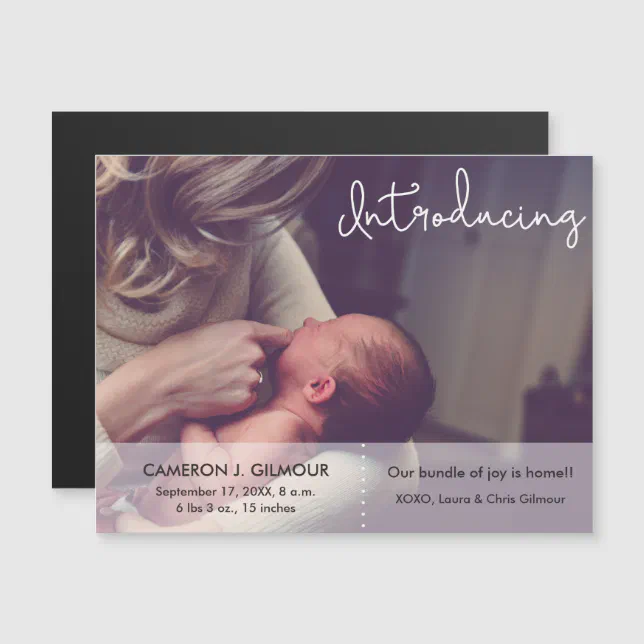 Baby Birth Announcement Photo Introducing Overlay | Zazzle