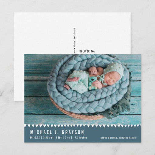Baby Birth Announcement Photo Postcard | Zazzle