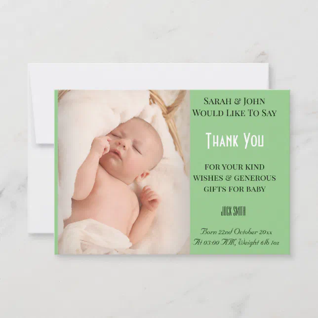 Baby Birth Announcement Thank You Card | Zazzle