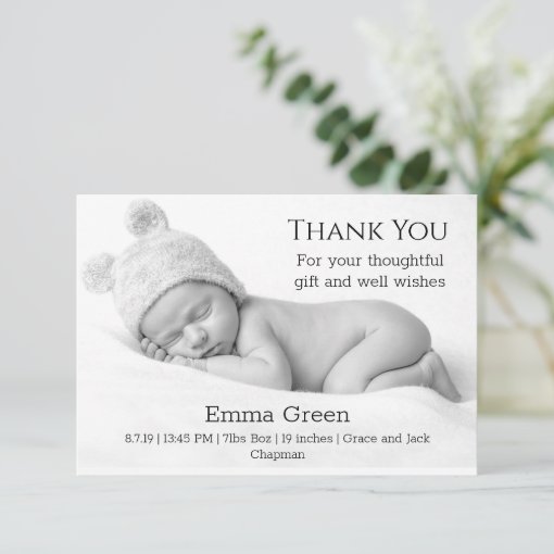 Baby Birth Announcement Thank You Card | Zazzle