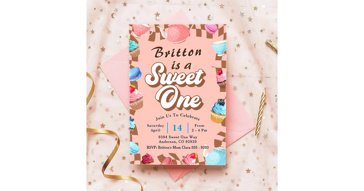 Baby Birthday Candy Sweet One Party Invitation | Zazzle