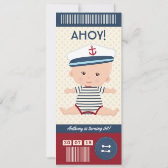 Baby Birthday Nautical Boarding Pass Ticket photo Invitation | Zazzle