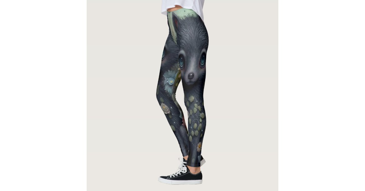 Baby Black Wolf Leggings – Cute | Zazzle