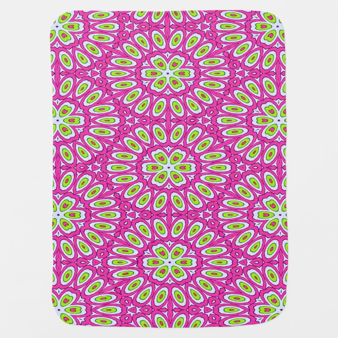 Baby Blanket - Hot Pink, Lime Green and White | Zazzle