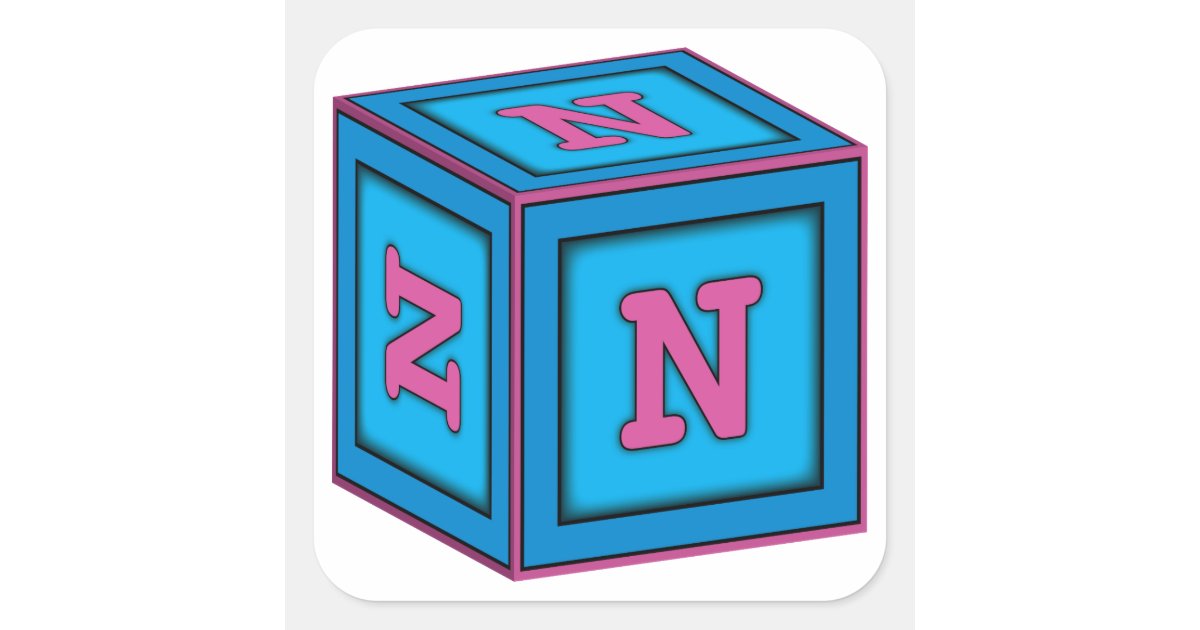 Baby Block Stickers - Letter "N" | Zazzle