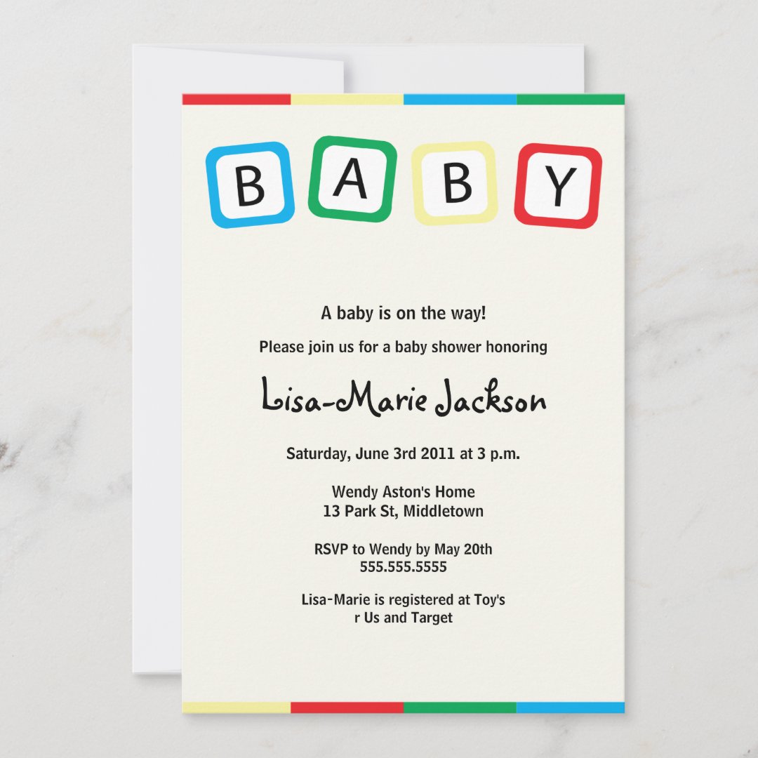 Baby Blocks Baby Shower Invitation - Boy or Girl | Zazzle