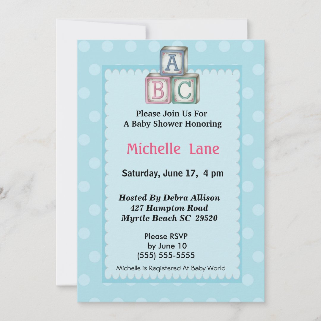 Baby Blocks Boy Shower Invitation | Zazzle