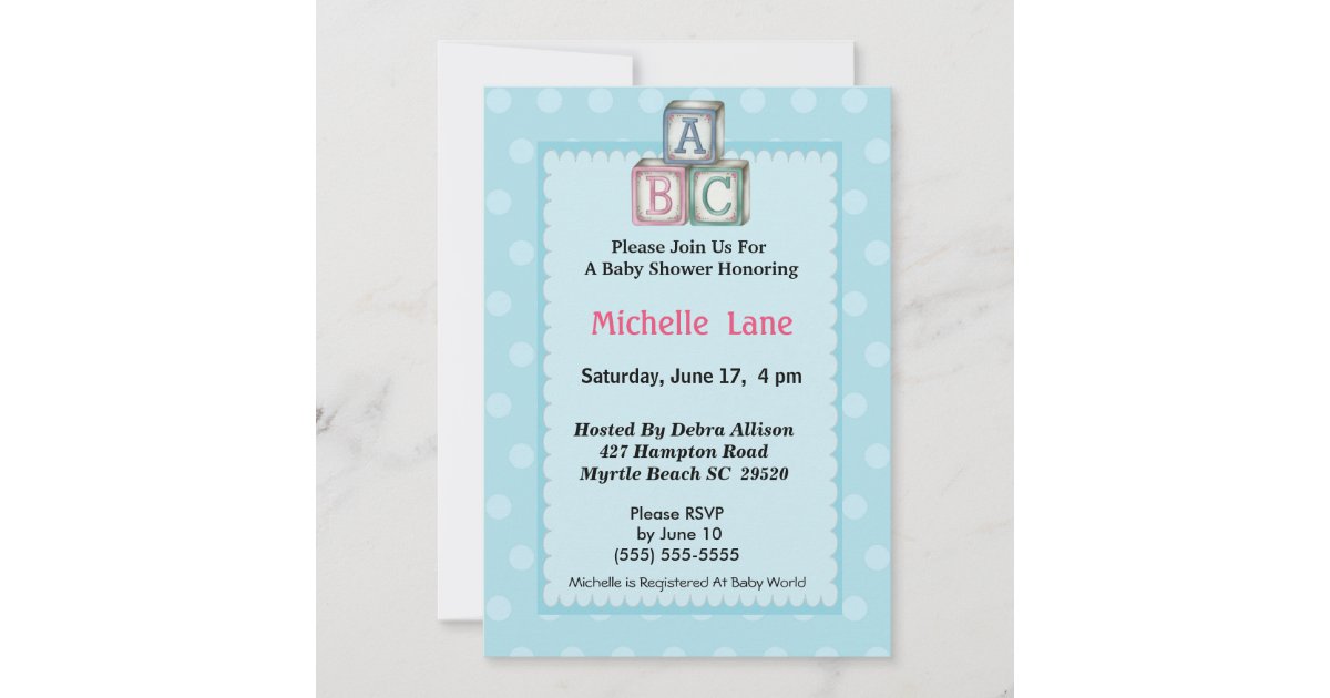 Baby Blocks Boy Shower Invitation | Zazzle