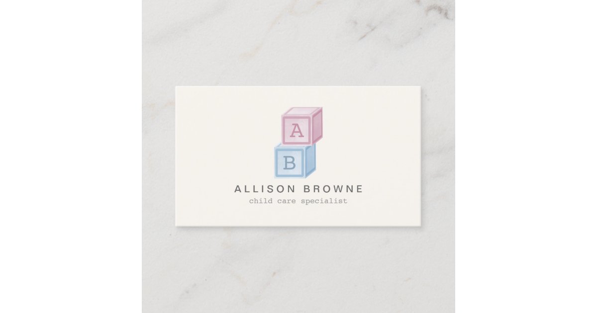 Baby Blocks Monogram Childcare, Babysitter Card II | Zazzle