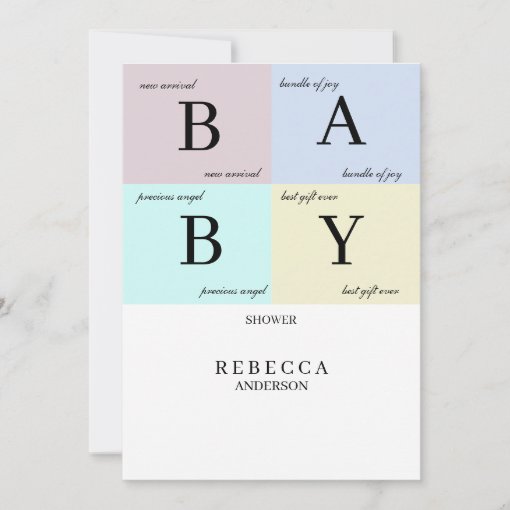 Baby Blocks Pastel Baby Shower Invitation | Zazzle