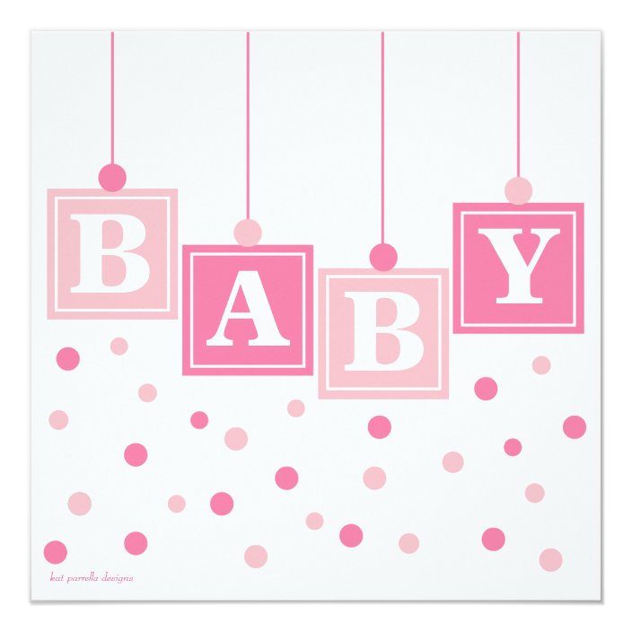 BABY Blocks Pretty in Pink Girl Baby Shower Invitation | Zazzle.com