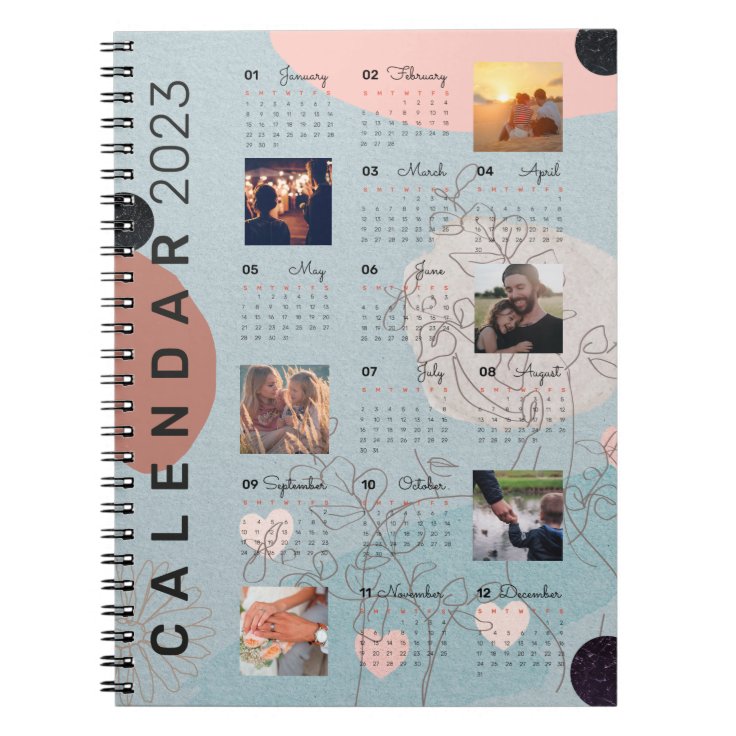 Baby Blue 2023 Calendar journal , 6 custom photos | Zazzle