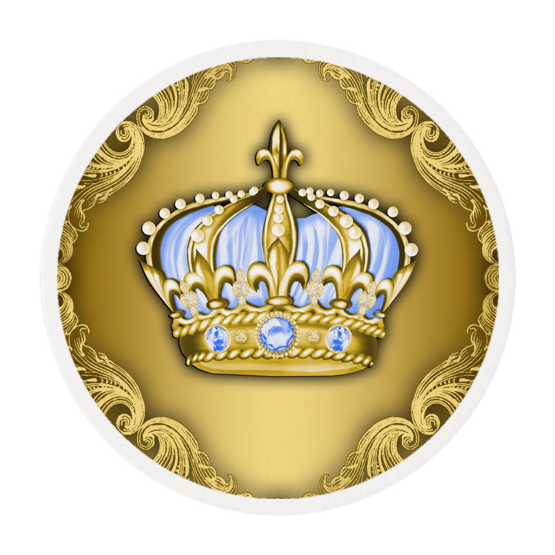Baby Blue and Gold Prince Cupcake Edible Frosting Rounds | Zazzle