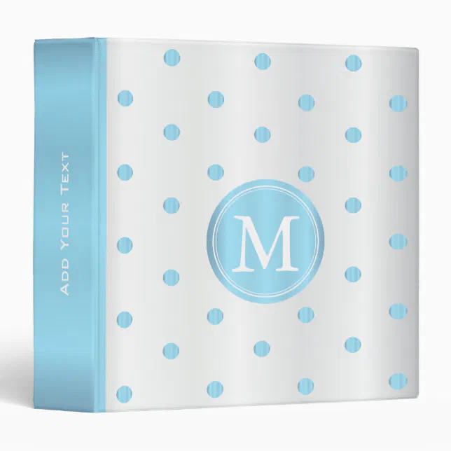 Baby Blue and White Polka Dots Binder | Zazzle