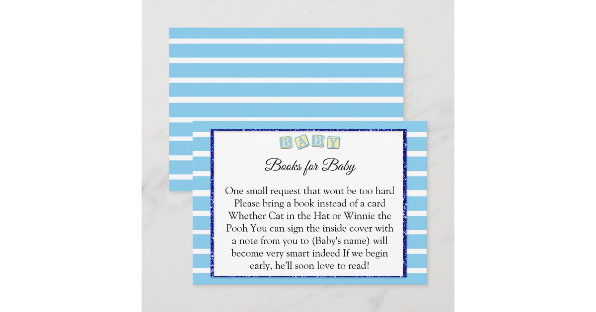 Baby Blue baby Shower Books For Baby Card | Zazzle