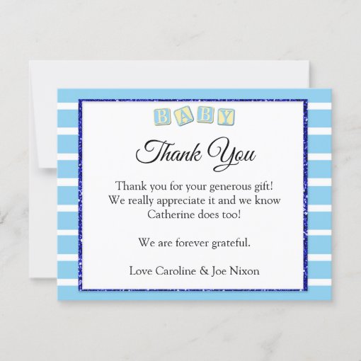 Baby Blue baby Shower Thank You Card | Zazzle