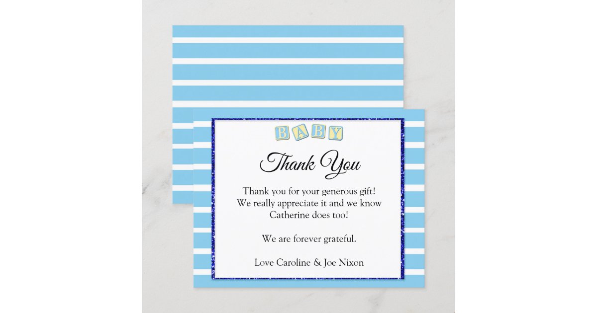 Baby Blue baby Shower Thank You Card | Zazzle