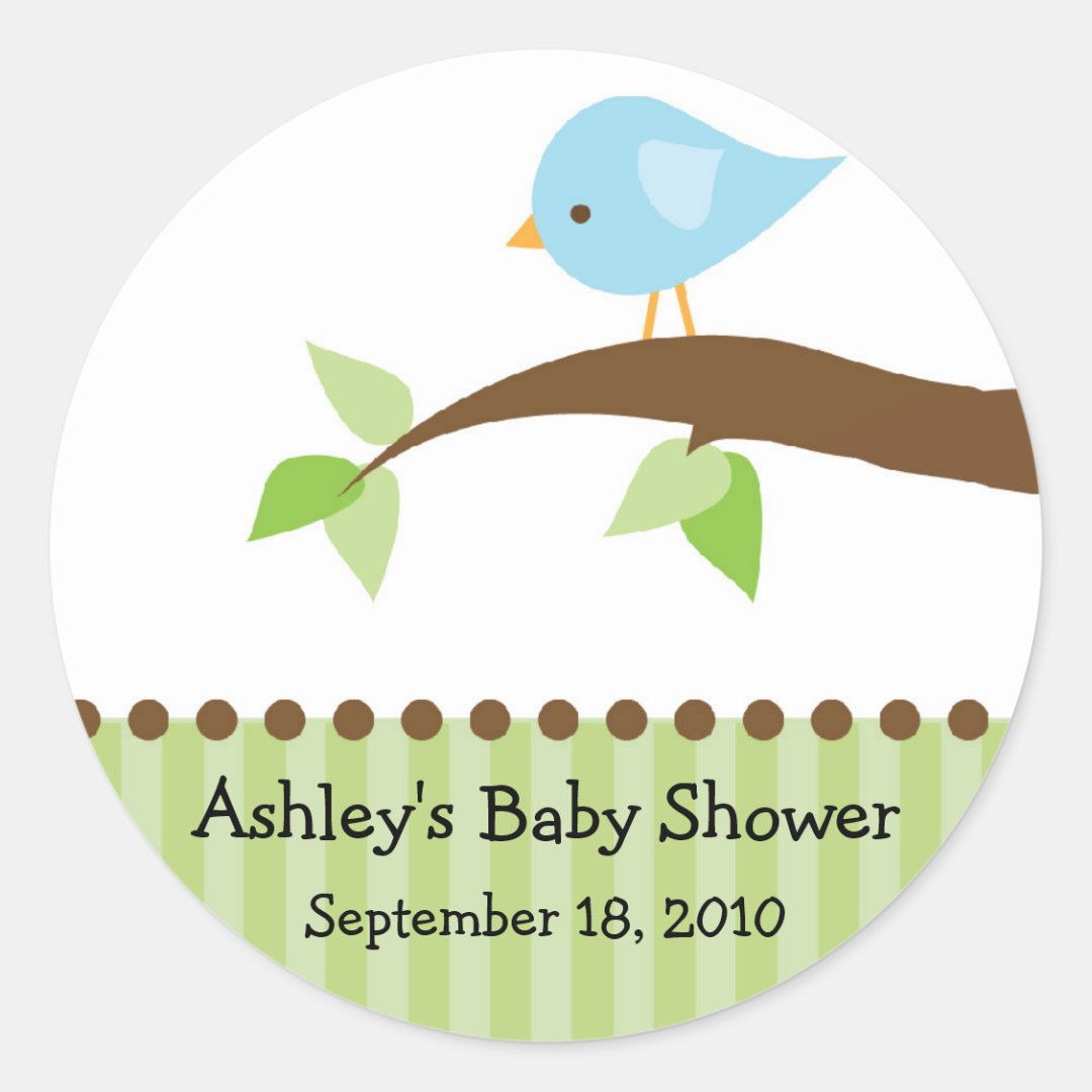 Baby Blue Bird Baby Shower Sticker | Zazzle