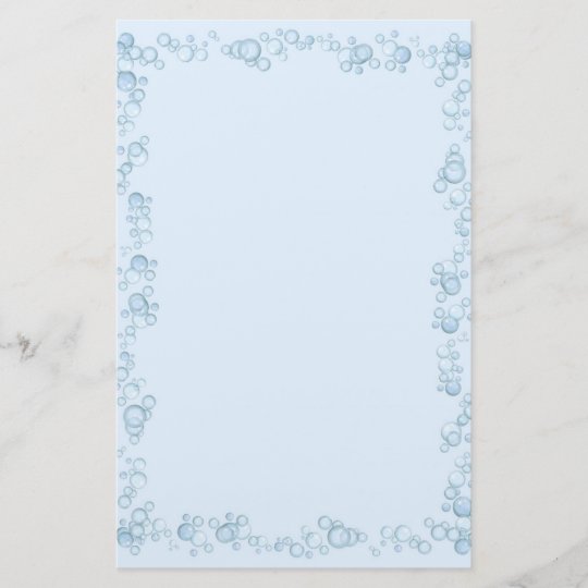 Baby Blue Bubble Border Design Stationery | Zazzle.com